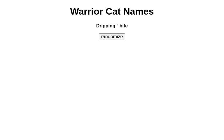 Warrior Cat Names ― Perchance Generator