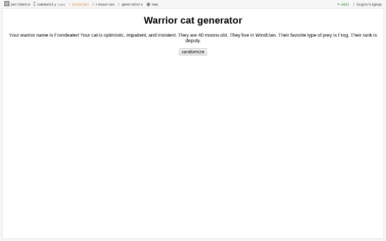 Warrior cat generator