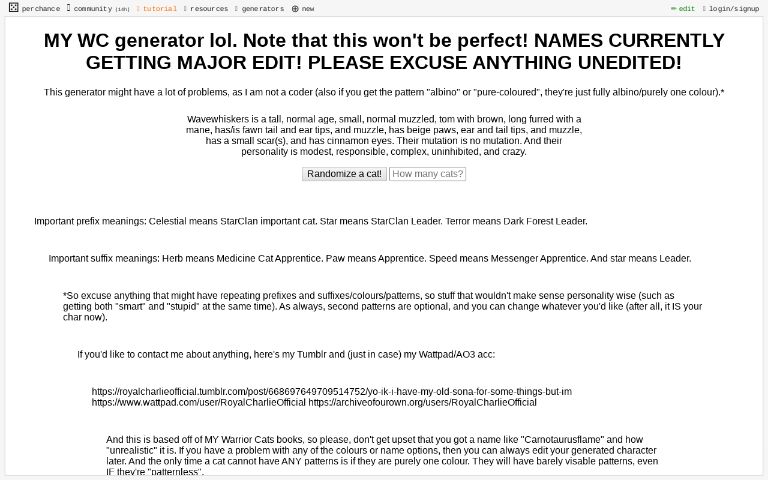 MY WC generator lol. Note that this won't be perfect! NAMES CURRENTLY ...