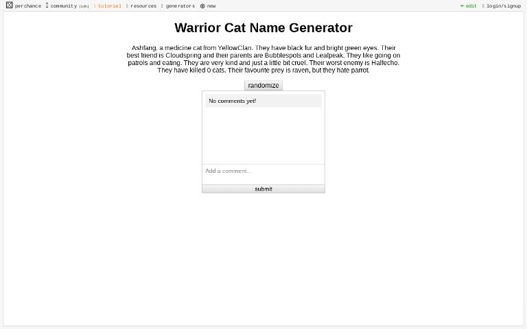 Warrior Cat Name Generator