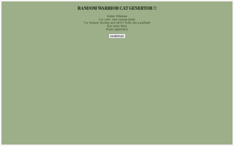 RANDOM WARRIOR CAT GENERTOR