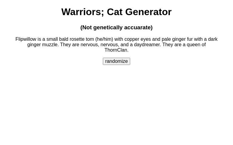 Warriors; Cat Generator