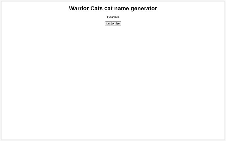 Warrior Cats cat name generator