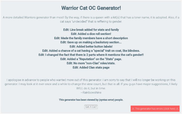 Warrior Cat OC Generator!