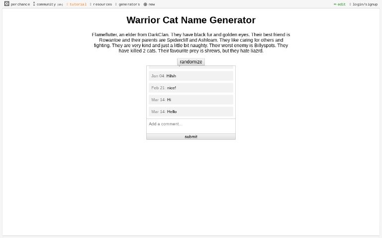 Warrior Cat Name Generator