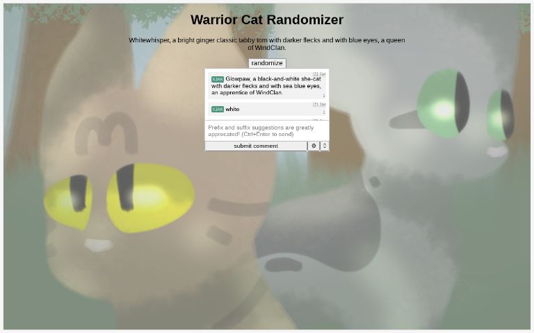 Warrior Cat Randomizer ― Perchance Generator