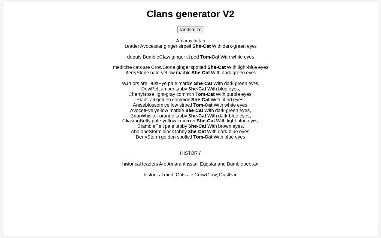 Clans generator V2