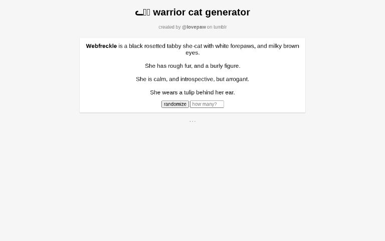 ᓚᘏᗢ warrior cat generator