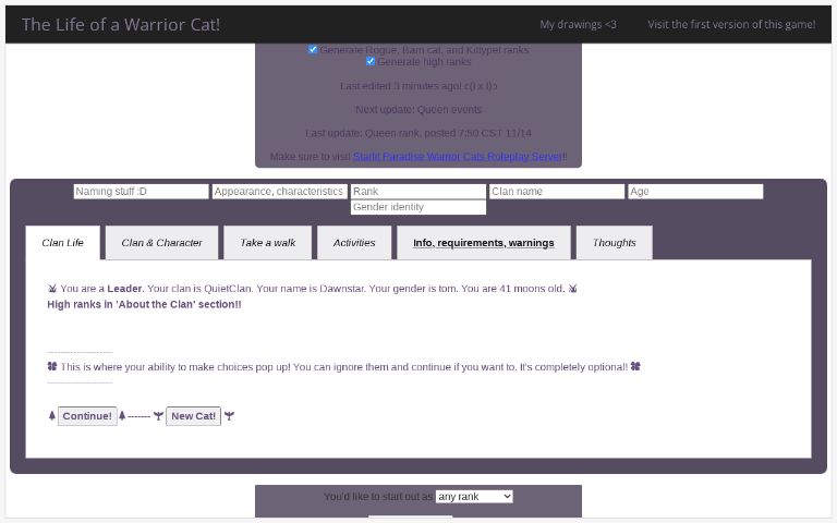 The Life of a Warrior! ― Perchance Generator