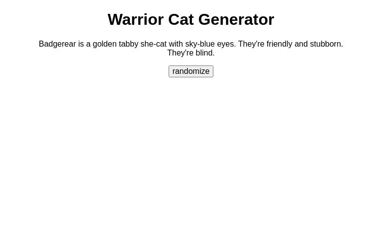 Warrior Cat Generator