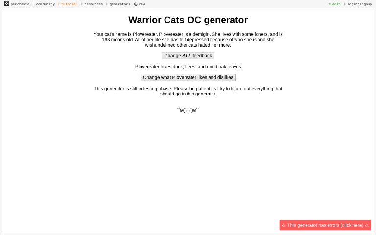 Warrior Cats OC generator