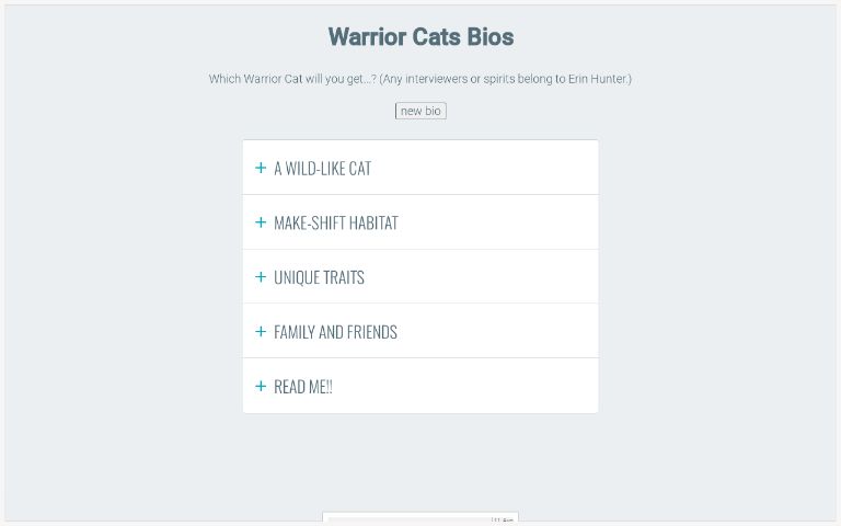 Warrior Cats Bios ― Perchance Generator