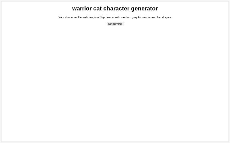 warrior cat character generator