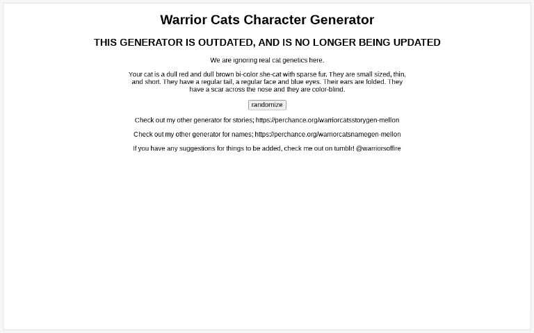 Warrior Cats Character Generator
