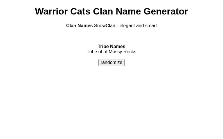 Warrior Cats Clan Name Generator
