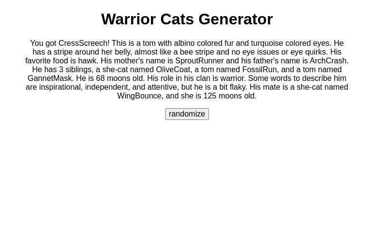 Warrior Cats Generator