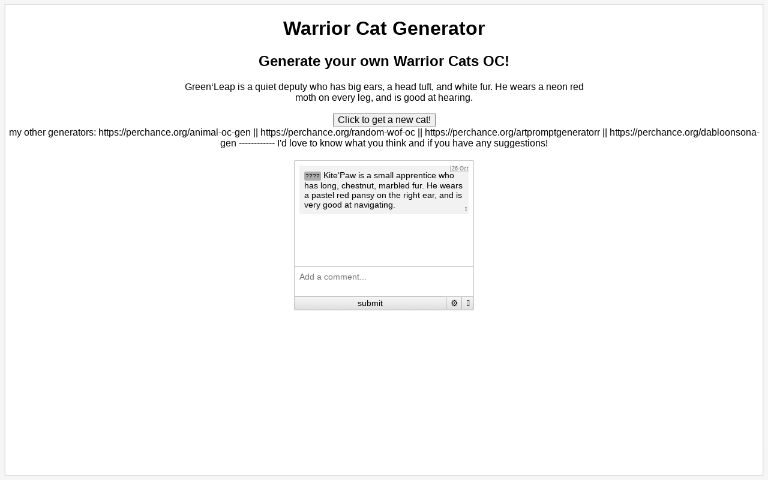 Warrior Cat Generator