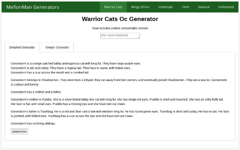 Warrior Cats Oc Generator