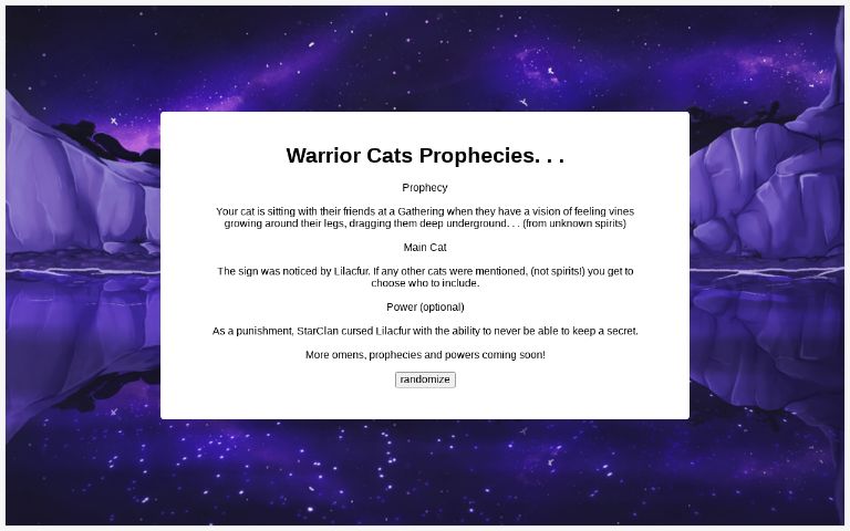 Warrior Cats Prophecies. . . ― Perchance Generator