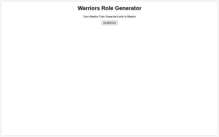 Warriors Role Generator