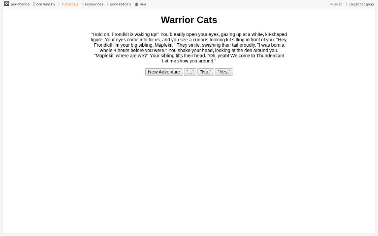 Warrior Cats ― Perchance Generator