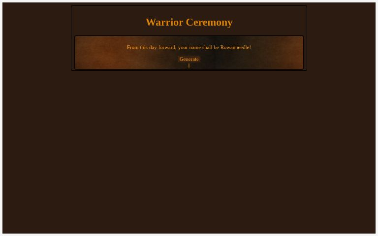 Warrior Ceremony ― Perchance Generator