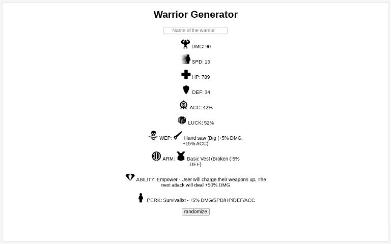Warrior Generator
