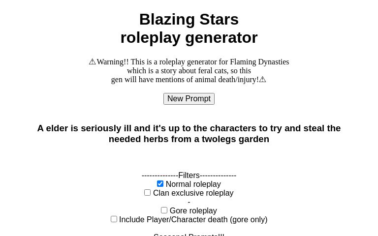 Blazing Stars roleplay generator