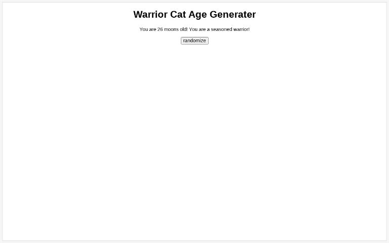 Warrior Cat Age Generater