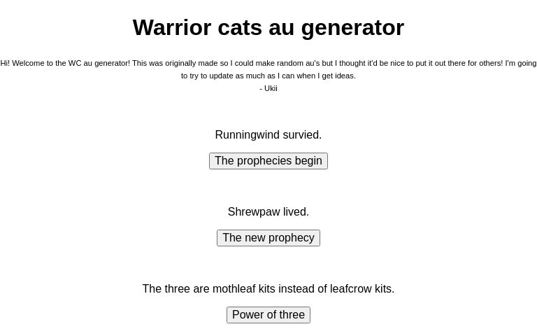 Warrior cats au generator