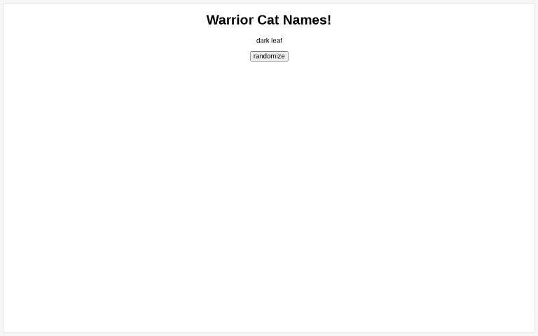 Warrior Cat Names! ― Perchance Generator