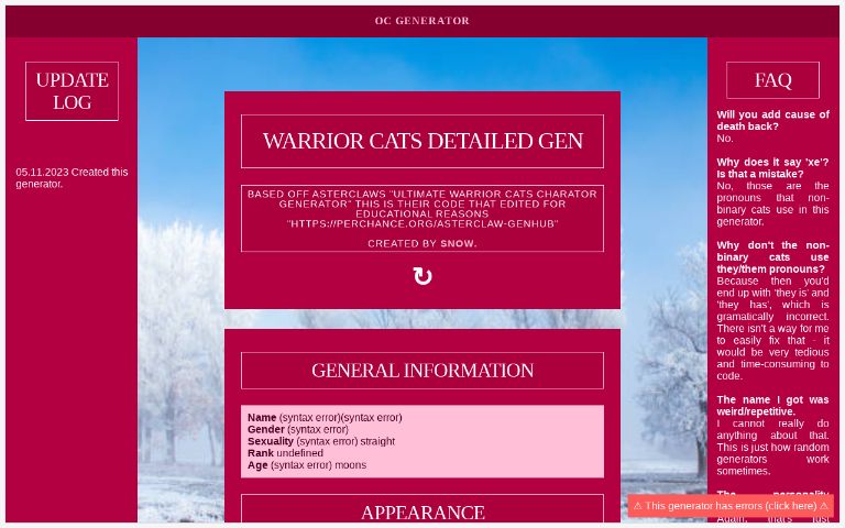 Warriors Better Oc Gen 2 ― Perchance Generator