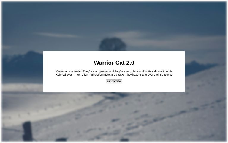 Warrior Cat 2.0 ― Perchance Generator