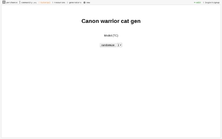 Canon warrior cat gen ― Perchance Generator