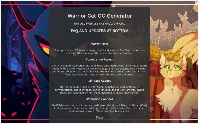 Warrior Cat Oc Generator