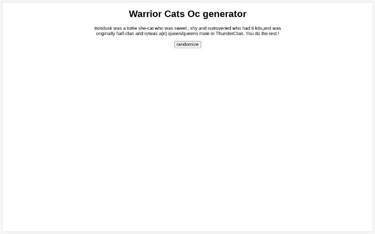 Warrior Cats Oc generator
