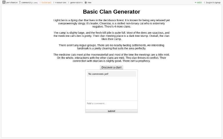 Basic Clan Generator