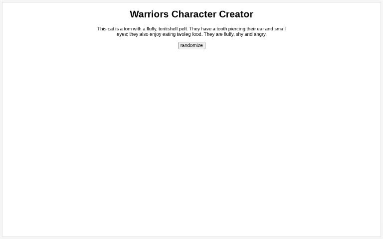 Warriors Character Creator ― Perchance Generator