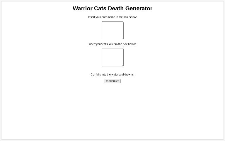 Warrior Cats Death Generator
