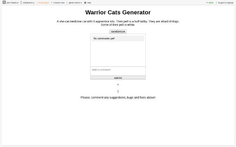 Warrior Cats Generator