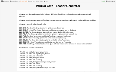 Warrior Cats - Leader Generator