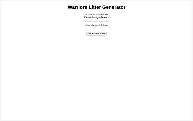 Warriors Litter Generator