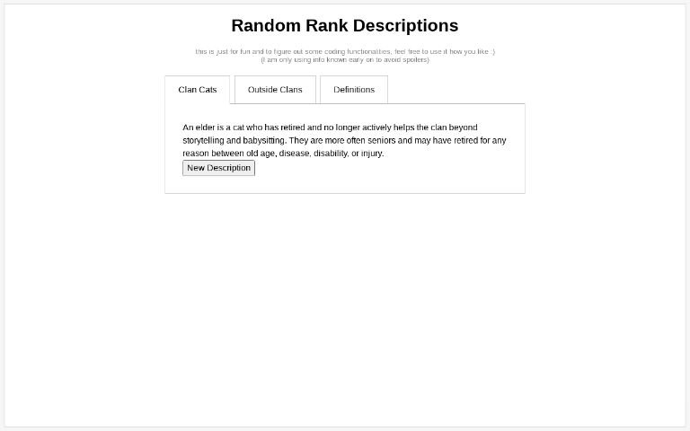 Random Rank Descriptions ― Perchance Generator