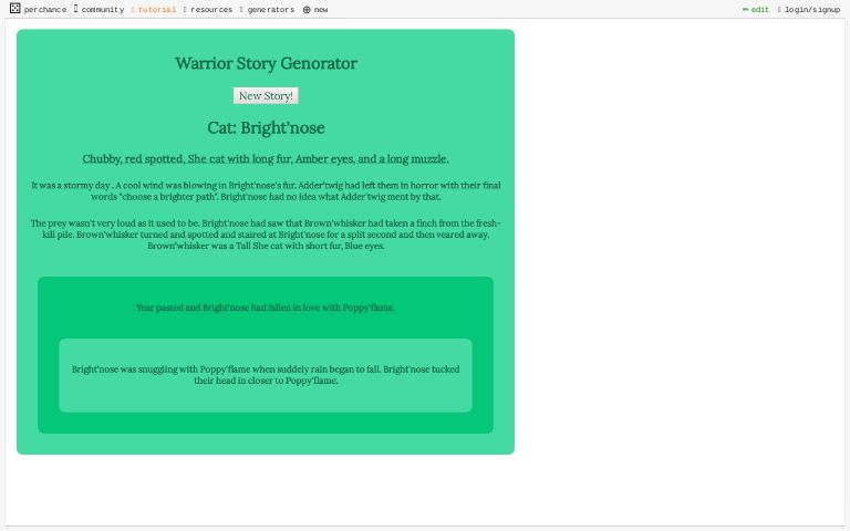 Warrior Story Genorator ― Perchance Generator