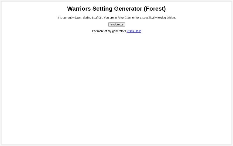 Warriors Setting Generator (Forest)