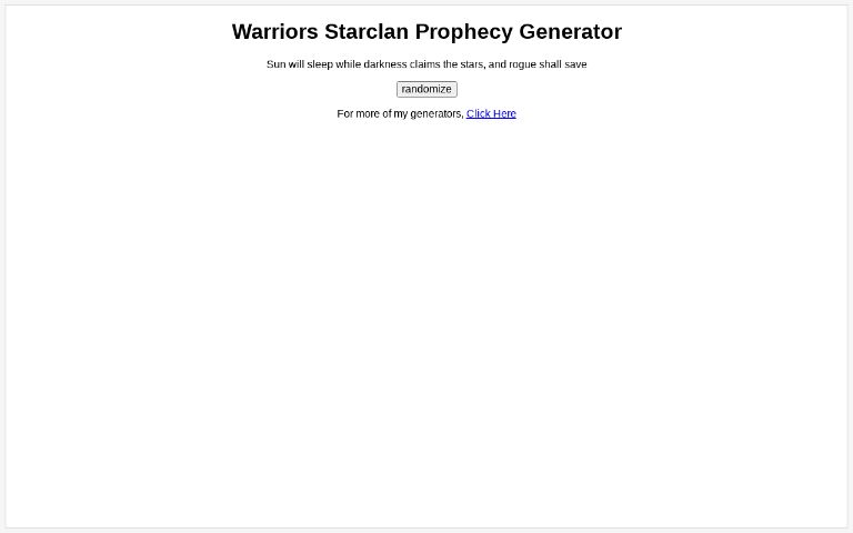 Warriors Starclan Prophecy Generator