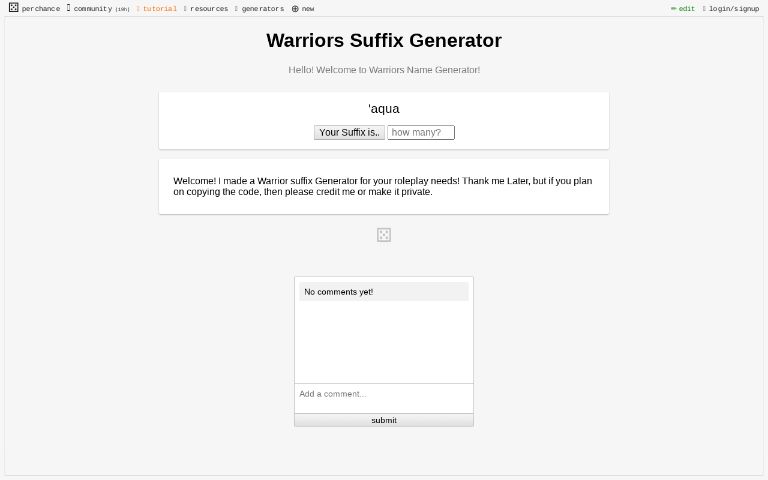 Warriors Suffix Generator
