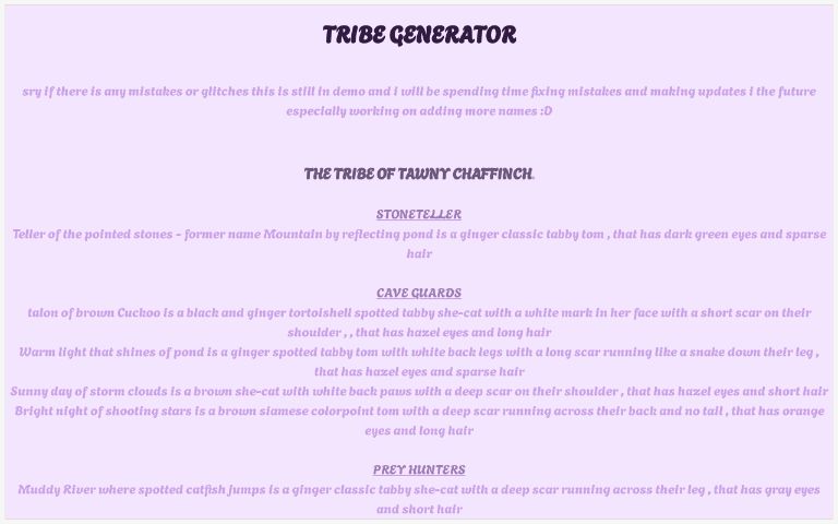 Warriors Tribe Generator