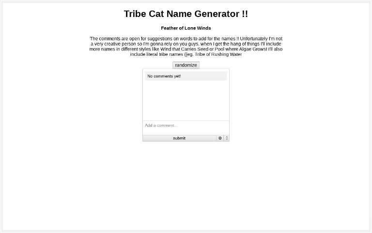 Tribe Cat Name Generator