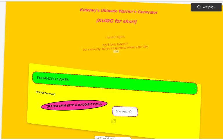 Kittenvy's Ultimate Warriors Generator